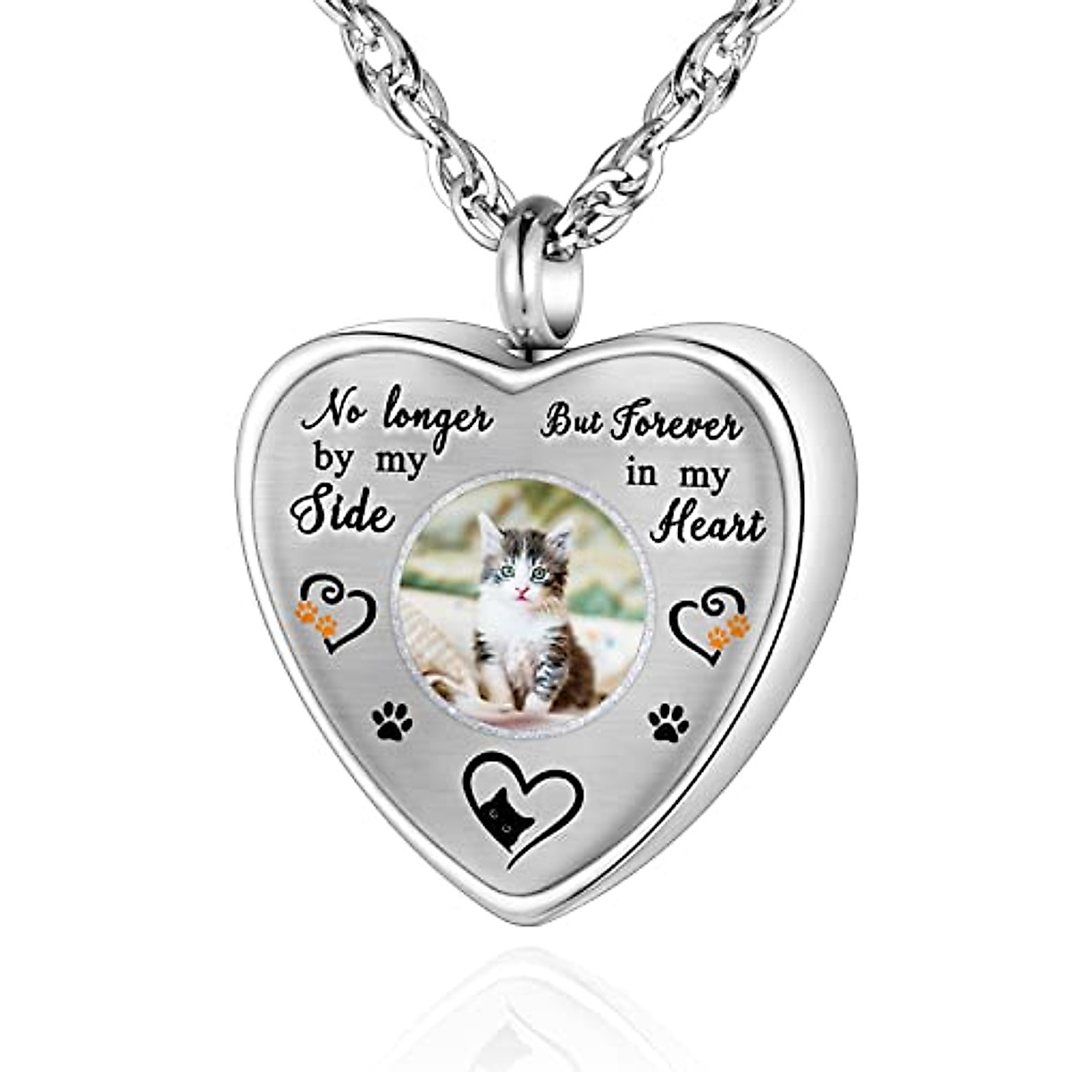 XIUDA Personalized Photo Urn Necklace for Cat Ashes Custom Photo Ashes Necklace Pet Cremation Jewelry for Women Memorial Cremation Necklace for Men