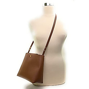 Tory Burch Emerson Womens Saffiano Leather Bucket Bag (Moose)