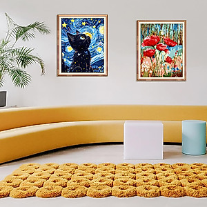 Yunnuo Paint by Numbers for Adults Black Cat, Paint by Numbers kit on Canvas for Beginners, Starry Night Oil Painting Set Craft Supplies, 3 Paintbrushes and Acrylic Paint 16x20 Inch