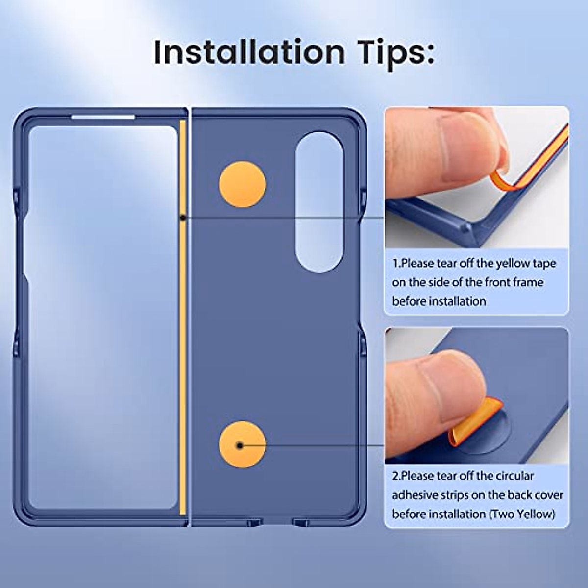 VEGO for Samsung Z Fold 4 Case, with Slide Camera Cover & Screen Protector Built-in 360° Rotate Ring Stand Protective Cover Case 5G 2022 - Blue