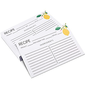 60 Recipe Cards 4x6 - Double Sided for Recipe Book, Recipe Box, Recipe Tin, or Recipe Binder | Recipe Cards for Bridal Shower, Recipe Organizer, Recipe Holder | Lemon Kitchen Decorations | Lemon Zest