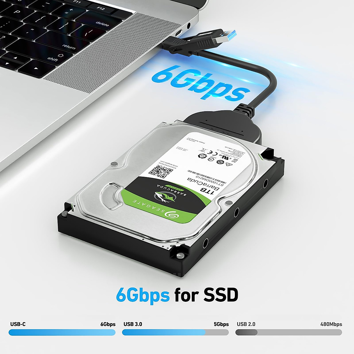 BENFEI SATA to USB Cable, 2in1 USB-C/USB 3.0 to SATA III Hard Driver Adapter Compatible for 2.5 inch HDD and SSD