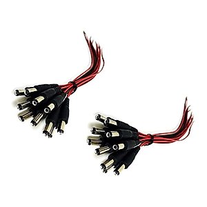iMBAPrice CCTV Security Camera DC Maile Power Pigtail Cable, 5A 12v DC Power Plug Cord Male Connectors 2.1mm x 5.5mm, DC Pigtail Adapter Plug Socket Wire