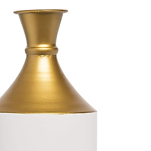 Foreside Home & Garden White Modern Painted Brass Metal Decorative Vase
