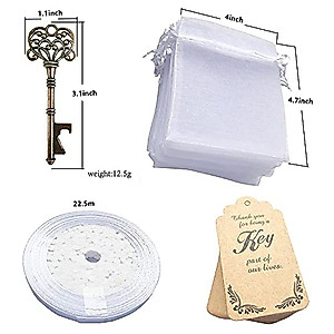 WODEGIFT 50 PCS Wedding Favors Key Bottle Opener,Wedding Favors for Guests Key Bottle Opener,Engagement, Party (Red copper)