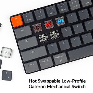 Keychron K7 Ultra-Slim 65% Layout 68 Keys Wireless Bluetooth/Wired Mechanical Keyboard, Hot Swappable Low-Profile Gateron Red Switch RGB LED Backlit Keyboard Compatible with Mac Windows