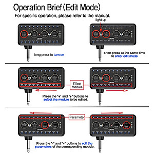 LEKATO Guitar Headphone Amp Rechargeable Micro Headphone Amplifier with Multi Effects - Amp Models, IR Loading, Tuner, Portable Bass Guitar Headphone Amplifier Delay Reverb Chorus Overdrive