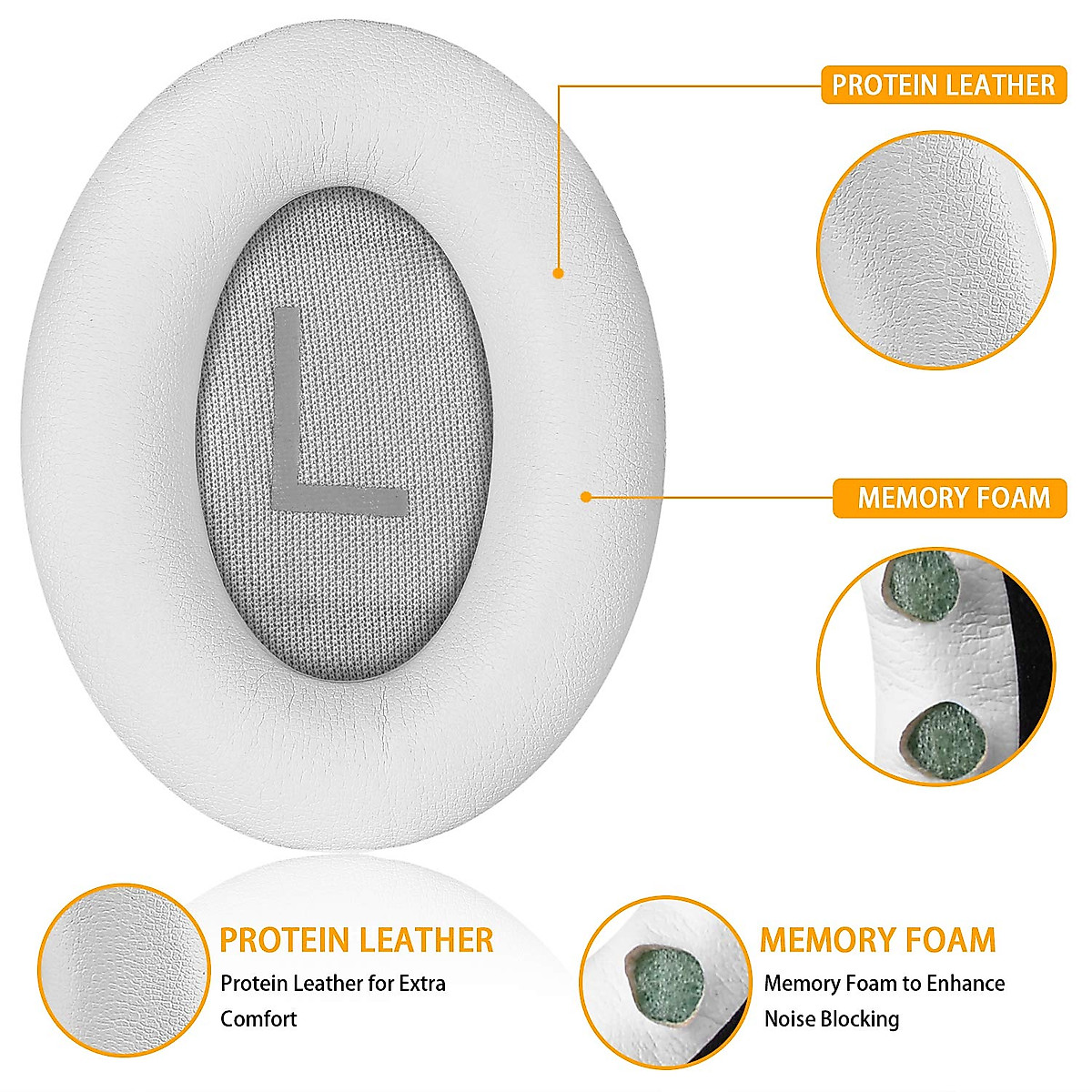 Replacement Earpads for Bose 700, JARMOR Memory Foam Ear Cushion Cover for Bose Noise Cancelling Wireless Bluetooth Headphones 700, NC700 ONLY (White)