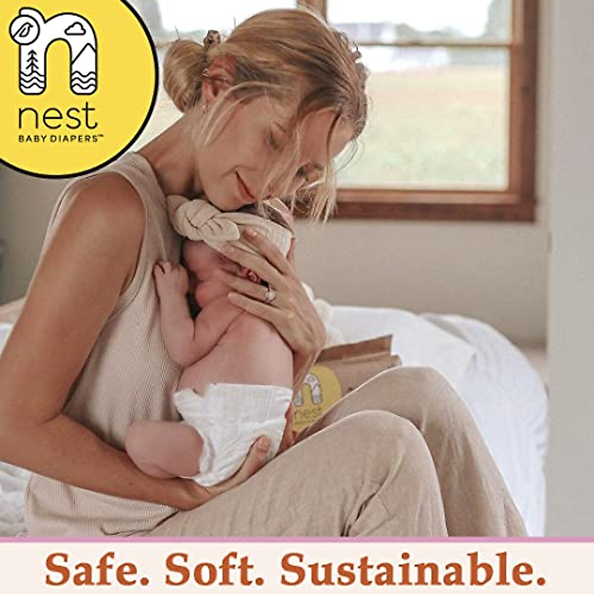 Nest Baby Diapers, Size 2, 11-18 lbs. (30 Count) Disposable Premium Diapers for Babies, Gentle Plant-Based Materials, Fragrance-Free