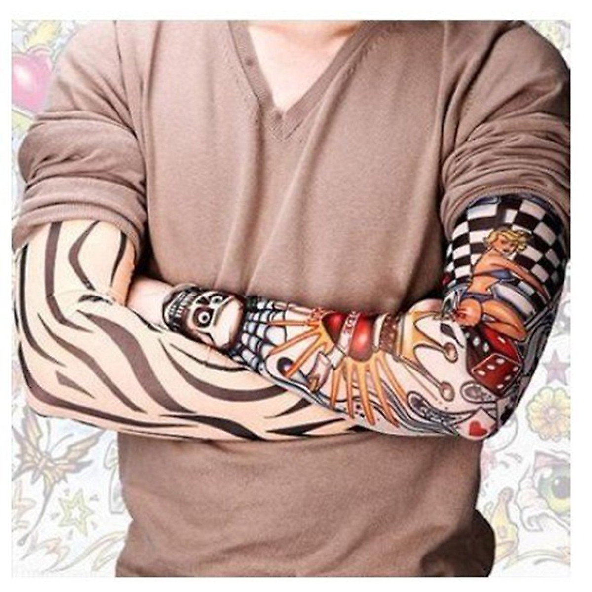 YARIEW 6pcs Temporary Tattoo Sleeves, 6pcs Set Arts Temporary Fake Slip On Tattoo Arm Sleeves Kit