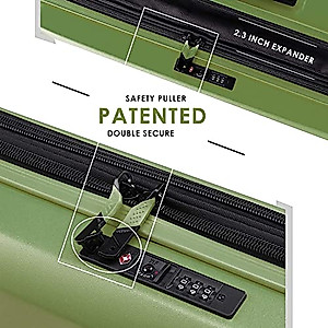 VERAGE Freeland 3 Piece Luggage Sets with X-Large Spinner Wheels, Expandable Hardshell Luggage Sets, Travel Suitcase Set TSA Approved (20/24/29-Inch, Green)