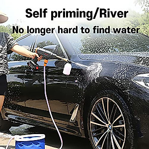 Auoesiwi Cordless Pressure Washer Battery Powered,Small Pressure Washer Portable 24v Electric Cleaner 160w 100bar Lithium,Extension Pole,Garden/Outdoor Cleaning Tool(Size:88VF)