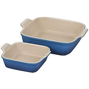 Le Creuset Stoneware Heritage Set of 2 Square Dishes , Small - 18 oz. & Medium - 2 qt., Marseille