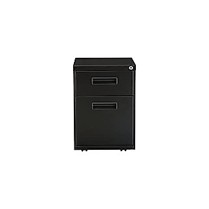 Alera ALEPABFBL Two-Drawer 14.96 in. x 19.29 in. x 21.65 in. Metal Pedestal File Cabinet - Black