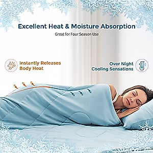 Kaisa Cooling Blanket for Hot Sleepers, Cooling Throw Twin Size, Double Side Cooling Technology, Light Weight Summer Blanket for Kids Adults, Cool Blanket for Bed Couch, Machine Washable, Blue