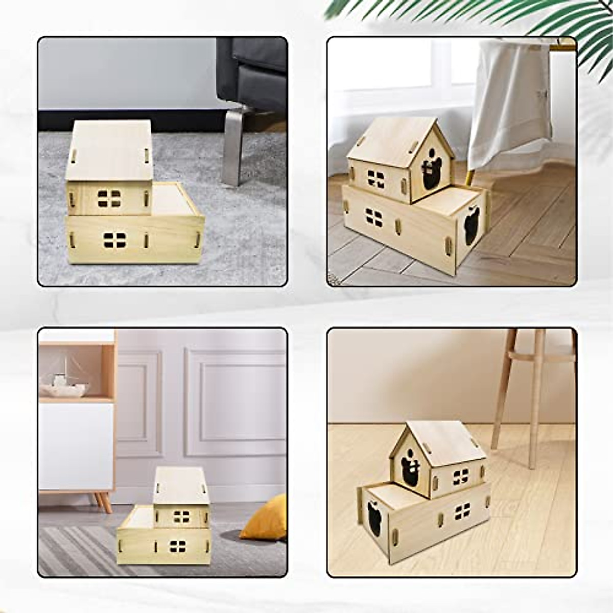 Guinea Pig Hideout Small Animal House Hide with Windows Hamster Wooden Castle Hut Chinchilla Cage Accessories for Chinchilla Guinea Pig Hamster Gerbil Hedgehog