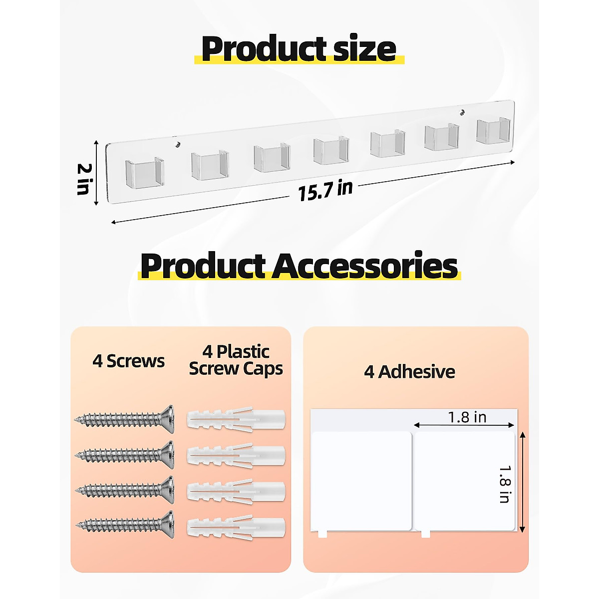 MaxGear Sunglasses Organizer 2 Pack, Wall Mounted Glasses Holder, Clear Acrylic Display Rack for Multiple Eyeglasses Organizer, Ideal for Home and Office, 14 Slots