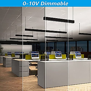 LEONLITE 4FT Anti Glare LED Linear Light Linkable, 0-10V Dimmable 100-277V Commercial-grade Architectural Suspended Lighting Fixture, Narrow Beam Angle, DLC & ETL, 40W 4600LM, 4000K Cool White, 2 Pack