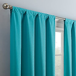 ECLIPSE Kendall Modern Blackout Thermal Rod Pocket Window Curtain for Bedroom or Living Room (1 Panel), 42" x 63", Turquoise