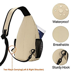 MOSISO Sling Backpack, Multipurpose Crossbody Shoulder Bag Travel Hiking Daypack, Beige, Medium
