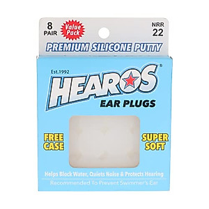 Hearos 5068 Moldable Silicone Waterproof Swimming Earplug, NRR 22, Pairs, Pack of 8