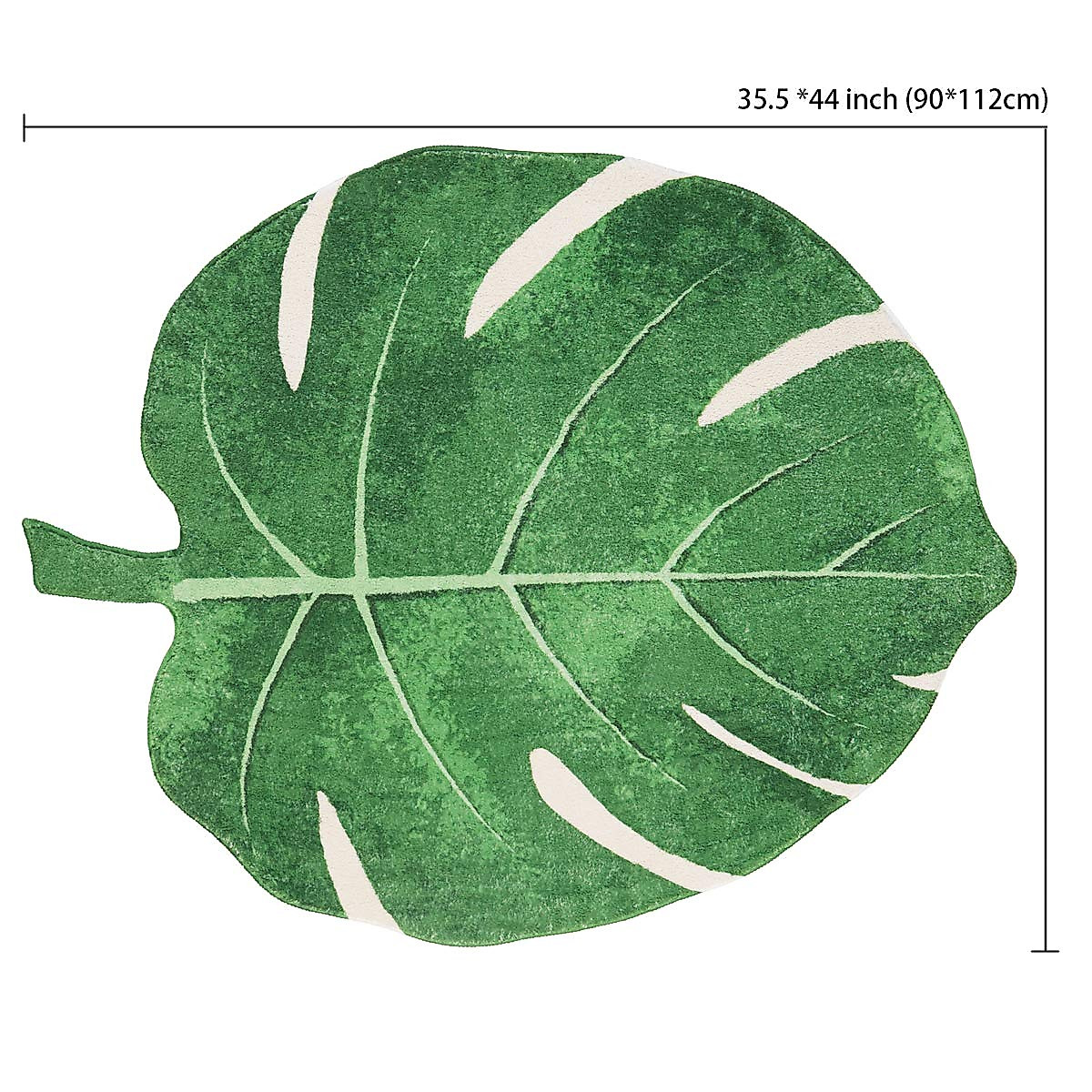 LIVEBOX Nursery Rug 35.5"x44" Washable Kids Rug for Bedroom, Green Leaf Shaped Area Rug Soft Cute Children Play Carpet Non-Slip Baby Playroom Rug for Toddler Tent