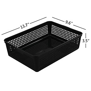 Hommp 6-Pack Plastic Paper Storage Baskets Trays, Black A4 Storage Basket