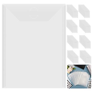 Briartw 80 Pack Storage Envelopes,Clear 7x9.4" Resealable Plastic Envelopes Pockets for Cutting Dies Stencil Crafts Organizer Holder,Storage Bag for Clear Stamp,Die Cuts,Scrapbook Paper,Photos