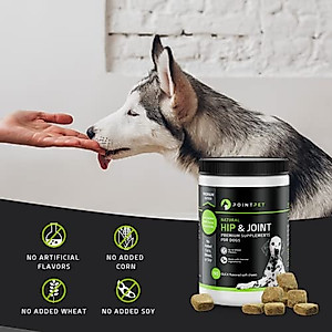 POINTPET Glucosamine for Dogs - Hip & Joint Supplement - Dog Mobility Soft Chews with Chondroitin & MSM - Dog Supplement with Omega 3, Vitamin C & E for Hips and Joints 120cnt