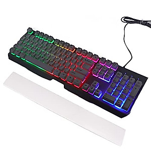 Kafuty-1 GK60 RGB Gaming Keyboard,USB Wired 104 Keys Colorful Backlit Keyboard with Wrist Rest,Detachable Mechanical Feel Gaming RGB Keyboard for Laptop,PC,Computer,Game and Work(White)