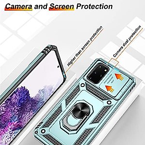 Gritup for Samsung Galaxy S20+ Plus Case with Slide Camera Cover, Build in 360° Rotating Ring Kickstand [Military Grade] Protective Case for Galaxy S20 Plus 5G, Dark Green