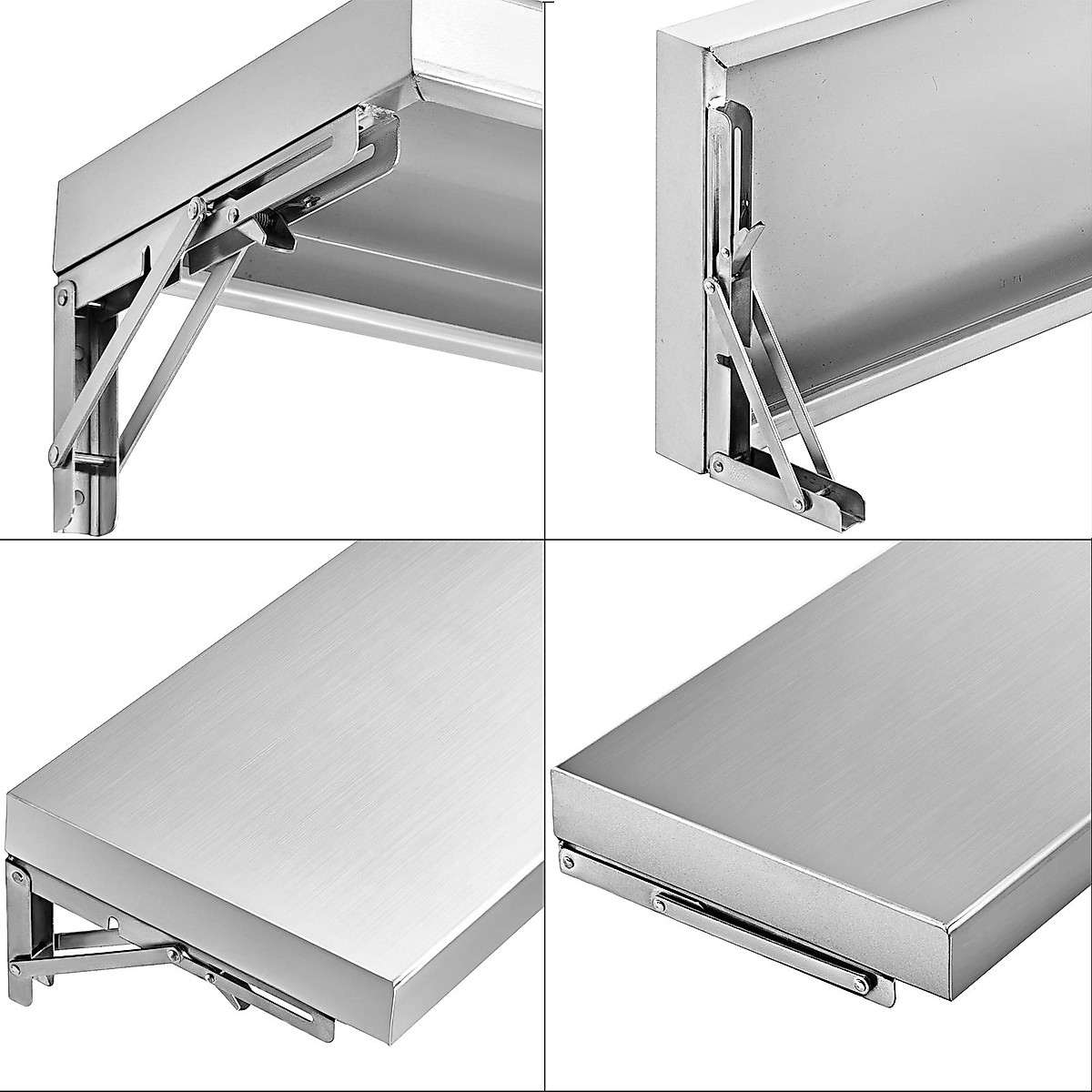Happybuy Concession Shelf 70.8L x 11.4W Inch with Stainless Steel Frame and Surface Board for Food Trailer Serving Window