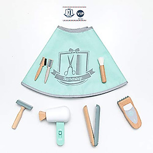 Kids Hair Salon Playset, Wooden Makeup Toy Set, Hair Styling Toys for Girls, Kids Shaving Kit for Boys, Kids Barber Playset, Gifts for 3 4 5 Year Old Girls Boys (18 PCS)