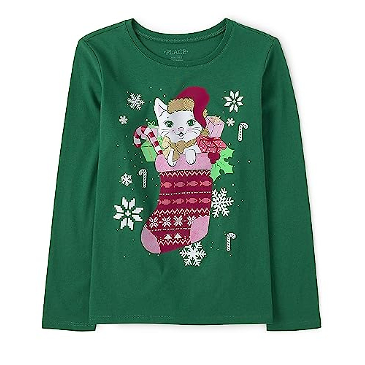 The Children's Place,Long Sleeve Christmas Graphic T-Shirt,Large (10/12)