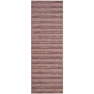 SAFAVIEH Montauk Collection Runner Rug - 2'3" x 8', Ivory & Red, Handmade Flat Weave Boho Farmhouse Cotton, Ideal for High Traffic Areas in Living Room, Bedroom (MTK341C)
