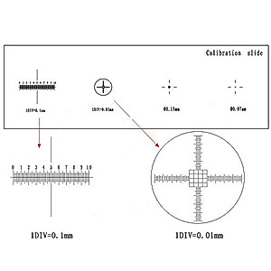 Microscope Stage Micrometer Calibration Slide with 4-Scales and 0.01mm Multifunctional Reticle Calibrating Ruler