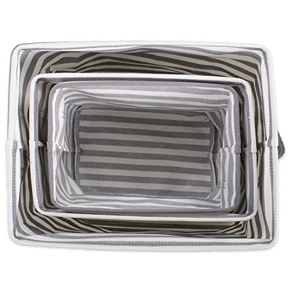 DII Cabana Stripe Laundry Collection, Waterproof Hamper, Assorted Rectangle, Black, 3 Piece