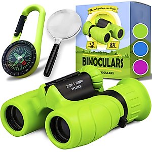Binoculars for Kids, Set with Magnifying Glass & Compass - Easter Toys, Kids Binoculars for Boys and Girls - Perfect Easter Basket Stuffers for Toddler ! Easter Gifts for 3-12 Years Kids
