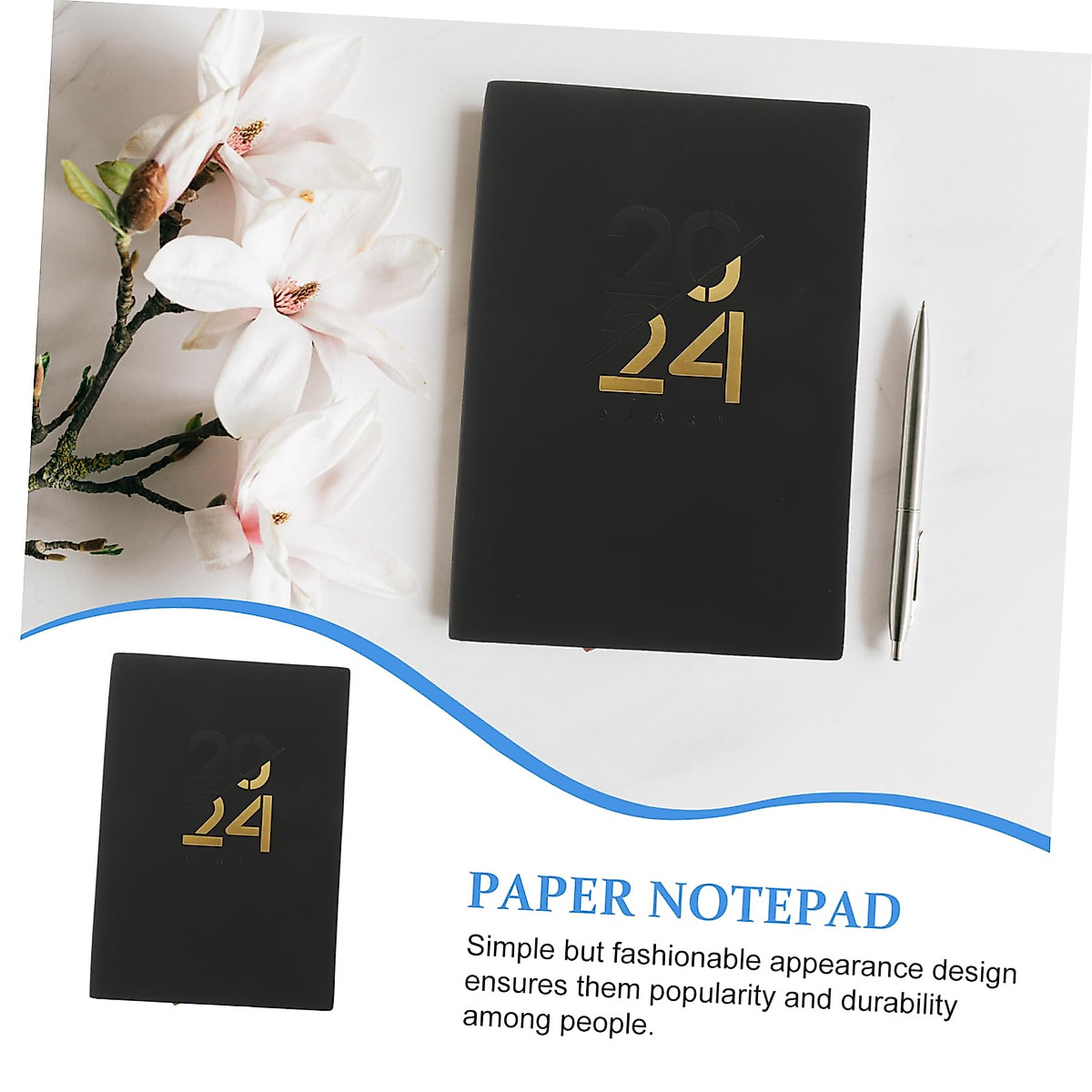 NUOBESTY Softcover Notebook Planner Daily Use Note Pads 2024 English Notepad Business Planning Notebook English Agenda Notepad Office Accessory Imitation Leather Portable Student The List