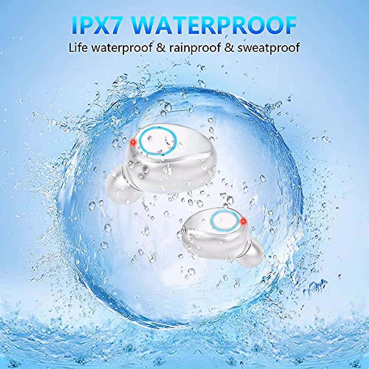 Volt Plus TECH Slim Travel Wireless V5.1 Earbuds Compatible with Your OnePlus Nord CE 2 Lite 5G Updated Micro Thin Case with Quad Mic 8D Bass IPX7 Waterproof/Sweatproof (White)