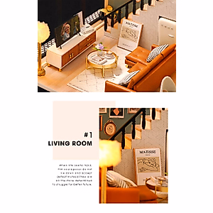 Flever Dollhouse Miniature DIY House Kit Creative Room with Loft Apartment Scene for Romantic Artwork Gift (Comfortable Life)