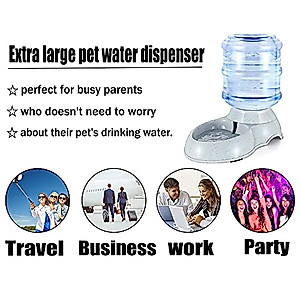Pet Water Dispenser Station, 3 Gallon/11L Replenish Pet Waterer for Big Dog Cat Animal, Automatic Gravity Water Drinking Fountain Bottle Bowl Dish Stand (3 gallons)