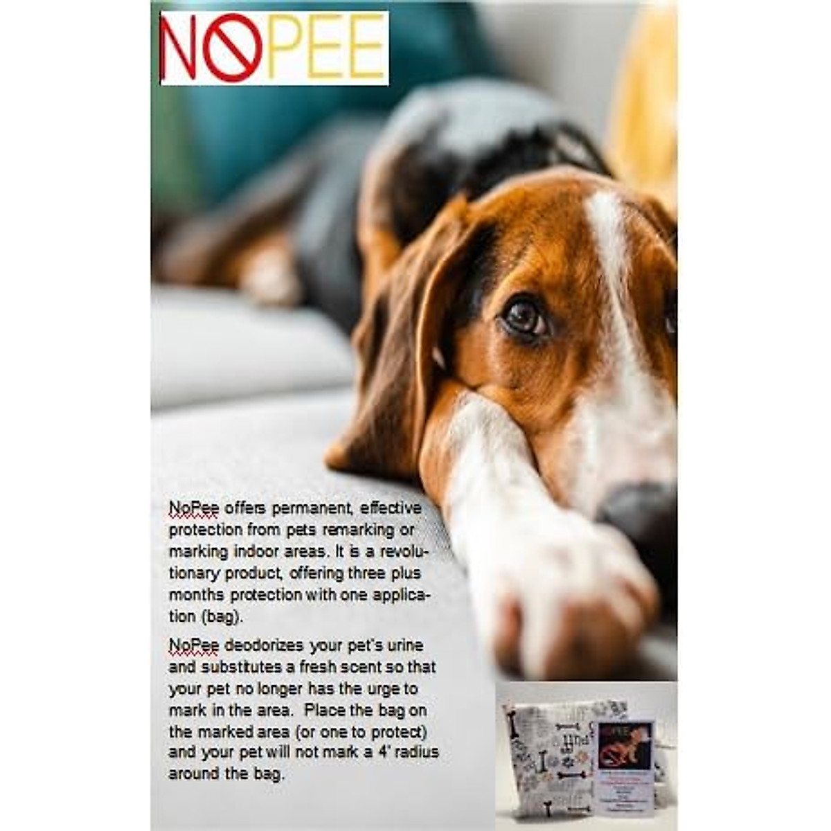 NOPEE Dog Marking Prevention - Indoor - Permanent - Effective Solution - Stops Dogs from Marking or Peeing -eliminates a Dog's urge to Mark - Put Bag Down and Your Problem is Solved! (Brown(Paws))