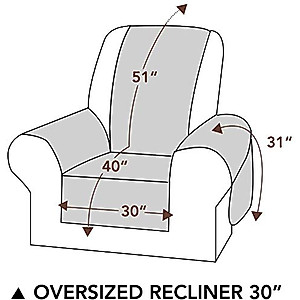 ASHLEYRIVER Reversible Recliner Chair Cover, Sofa Slipcover for Dogs, 3 Cushion Couch Protector (Recliner Oversize: Chocolate/Beige)