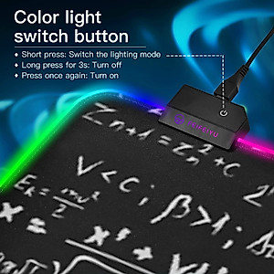Large RGB Gaming Mouse Pad Blackboard Inscribed Scientific Formulas Calculations Physics Glowing Extended Mousepad 31.5x11.8in, Soft Anti-Slip Rubber Base Luminous Mouse Mat for Pc Laptop, Gaming, of