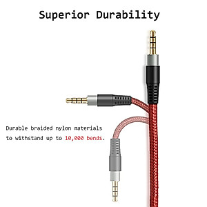 MJKOR Replacement Audio AUX Cable Compatible with HyperX Cloud Mix and Cloud Alpha Gaming Headset, Inline Mute and Volume Control(No Inline Mic, Red)