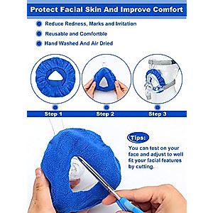 24 Pack Mask Liners Full Face Reusable Soft Mask Covers Reduce Air Leaks and Blisters Washable Cushion Covers Compatible with Most Full Face Masks (Blue)