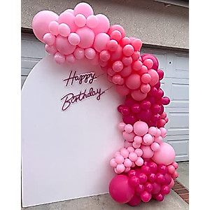 Pink Balloon Garland Arch Kit, Kelfara 109Pcs Hot Pink Latex Pastel Pink Balloon, 18 12 10 5 Inch Latex Balloons for Wedding Birthday Princess Theme Bridal Baby Shower Bridal Shower Party Decorations