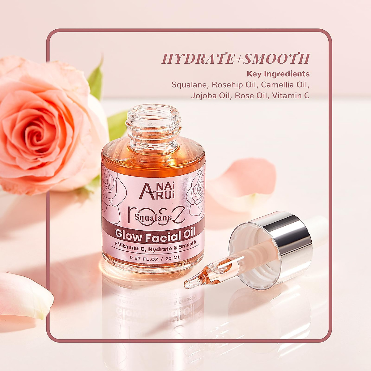 ANAiRUi Skin Care Set, Facial Kit for Women, Rose & Squalane Face wash and Moisturizer Set with Clay Mask, Face Cleanser and Facial Oil, Purify, Hydrate, Radiant, Rose Travel Skincare Set