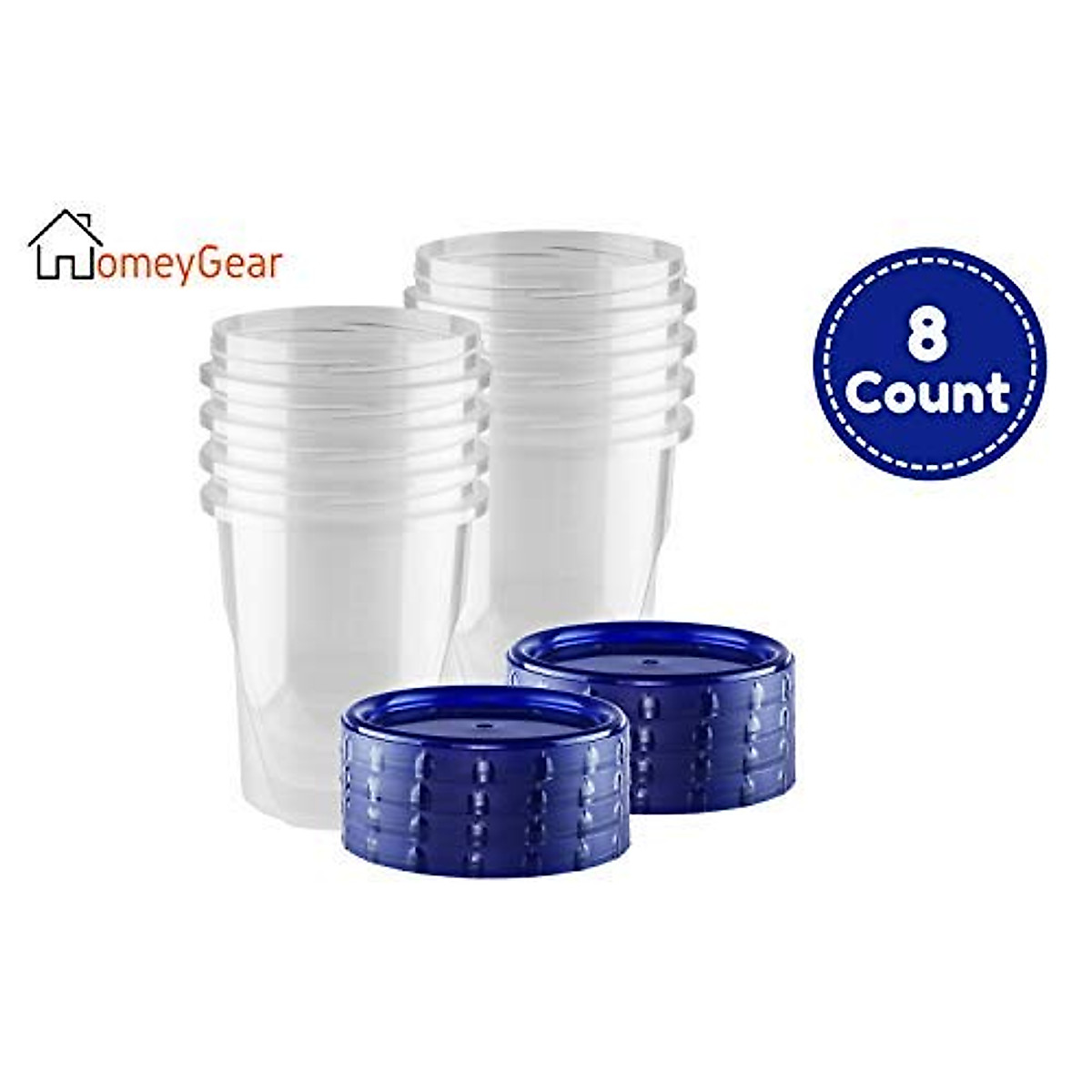 HomeyGear [32 oz - 8 Pack] Twist Top Food Deli Containers Screw And Seal Lid 32 Oz Stackable Reusable Quality Plastic Storage Container 8 Pack. Screw & Seal Lids BPA Free